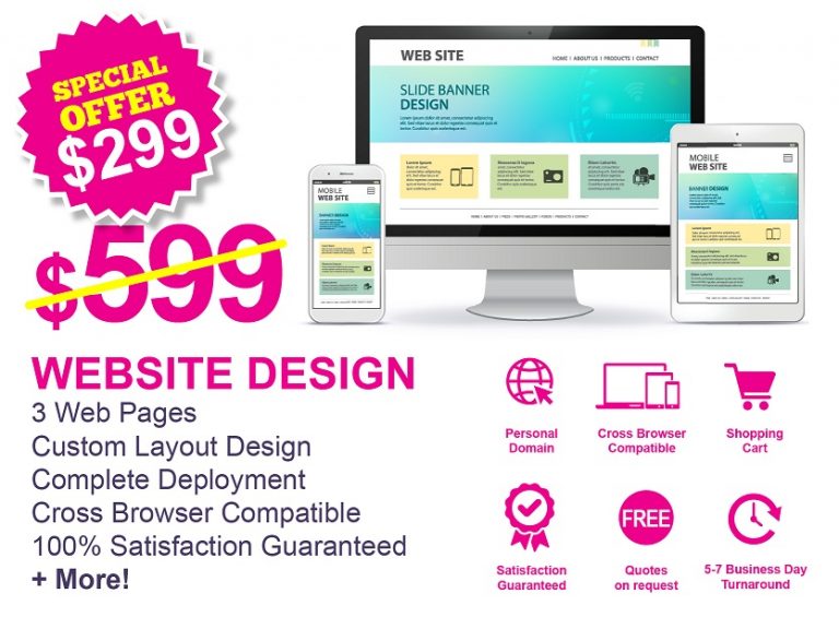$299 for 3 Pages Website Design $699 for 5 Pages