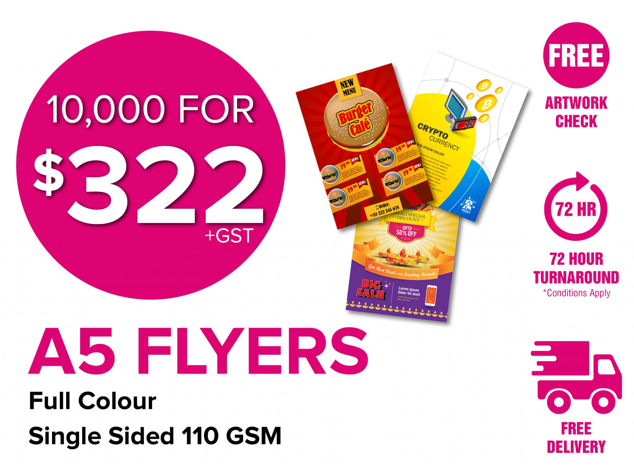 $322 for 10,000 | A5 Flyer Printing | $250 for 5000 Free Delivery