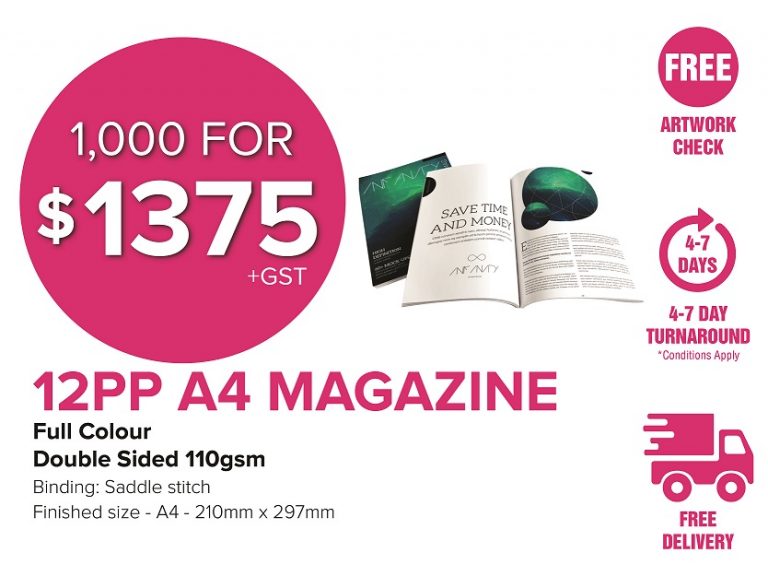 $929 for 1000 A4 8PP Magazine Printing Free Delivery